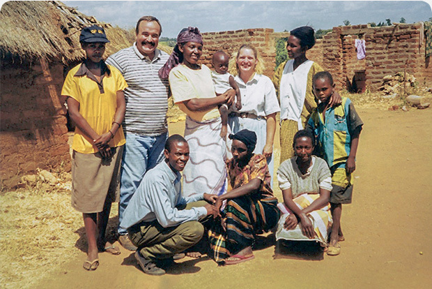 Warren and Donna Pett standing with other people